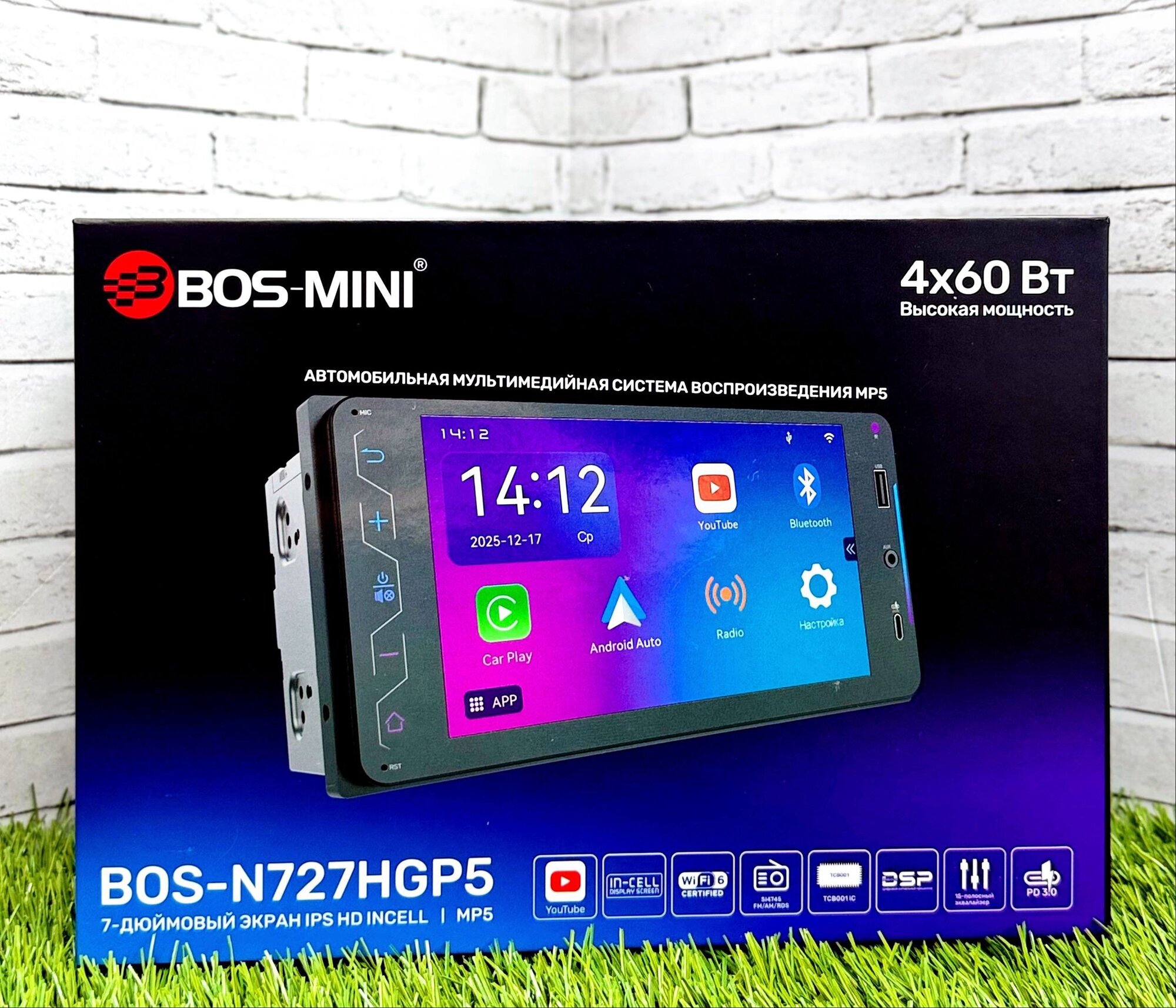 Автомагнитола Bos-Mini 727 CarPlay DSP, IPS экран на 7 дюймов мощная сенсорная магнитола