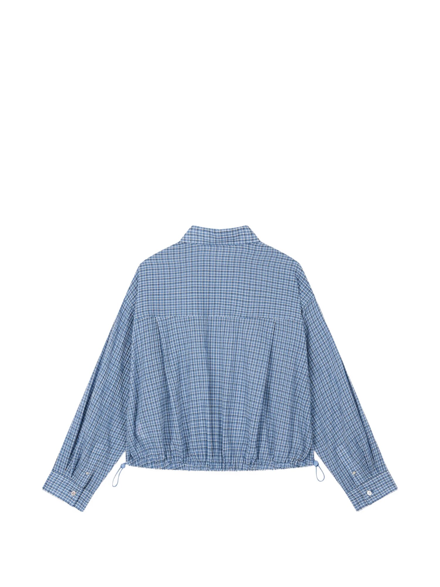 Рубашка STUDIO TOMBOY Check-pattern drawstring-hem shirt, размер OneSize, синий — фото 1