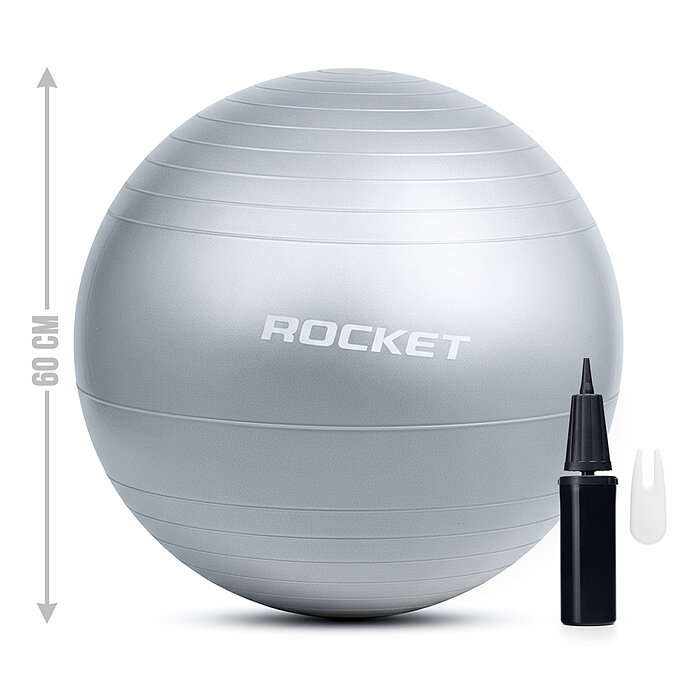 Фитбол 60см ROCKET R0217 Антивзрыв, цвет серый (55-60 см 800г)