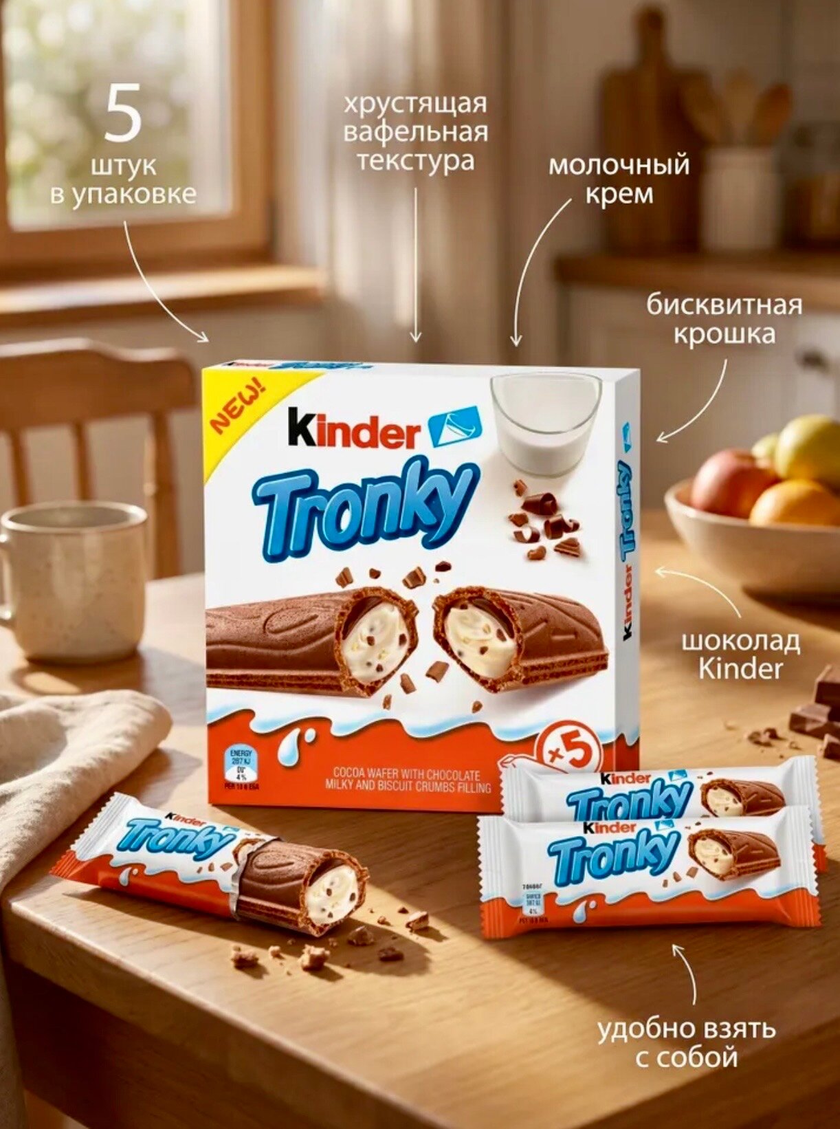 Печенье Kinder Tronky / Киндер Тронки, 1шт х 90гр