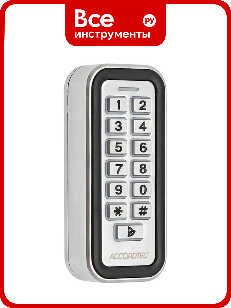 Кодонаборная панель AccordTec AT-CP210EM-W, IP68, металл, 12В, 2000 пользователей