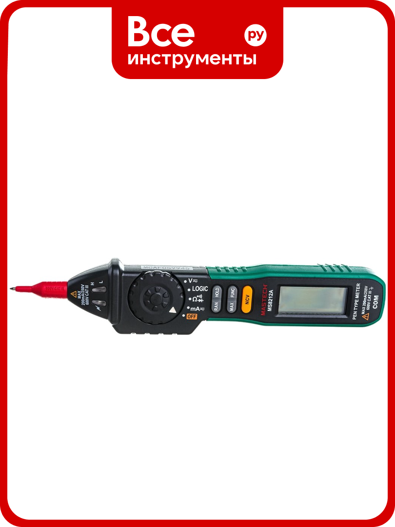 Цифровой мультиметр-ручка Mastech MS8212A, 5 В, для измерения постоянного