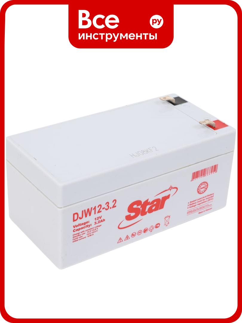 Аккумулятор для ИБП DJW12-3.2 12 В, 3.2 А*ч Star УТ-00002524 надежной конструкции 12В технология