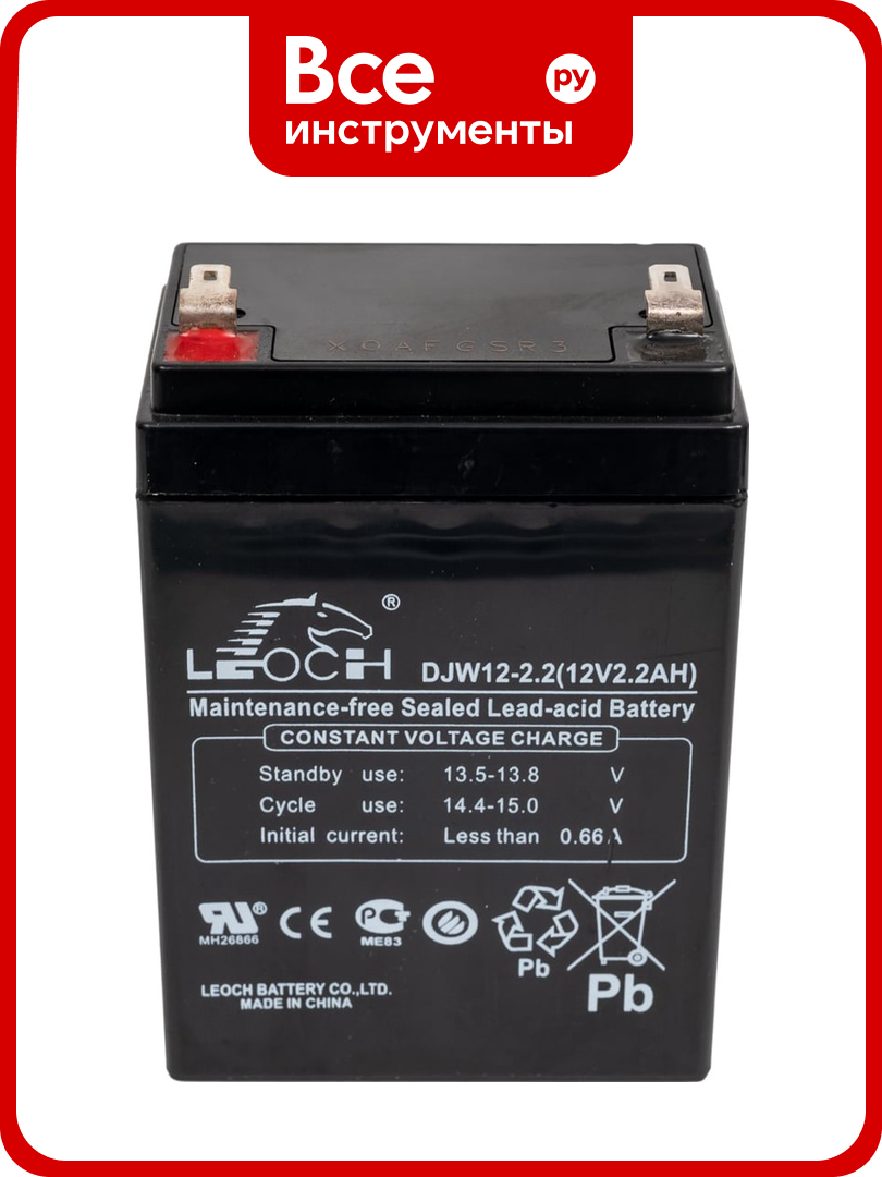 Аккумулятор для ИБП Leoch DJW12-2.2 12В, 2.2 Ач УТ-00001275, 12 л прямая полярность технология