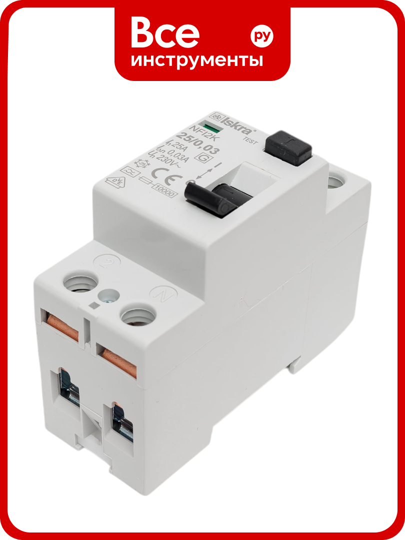 Устройство защитного отключения iskra NFI2K-25/0,03 УТ-00024998, модульный электромеханический, DIN-рейка, защита