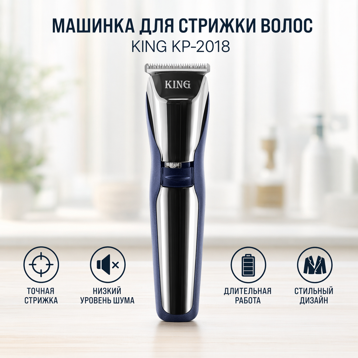 Машинка для стрижки волос VoltGrid KP-2018 профессиональная аккумуляторная тихая точная