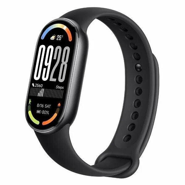 Фитнес-браслет Xiaomi Mi Band 10, AMOLED, 21-дневный аккумулятор, магнитная зарядка, черный, стандартный тип