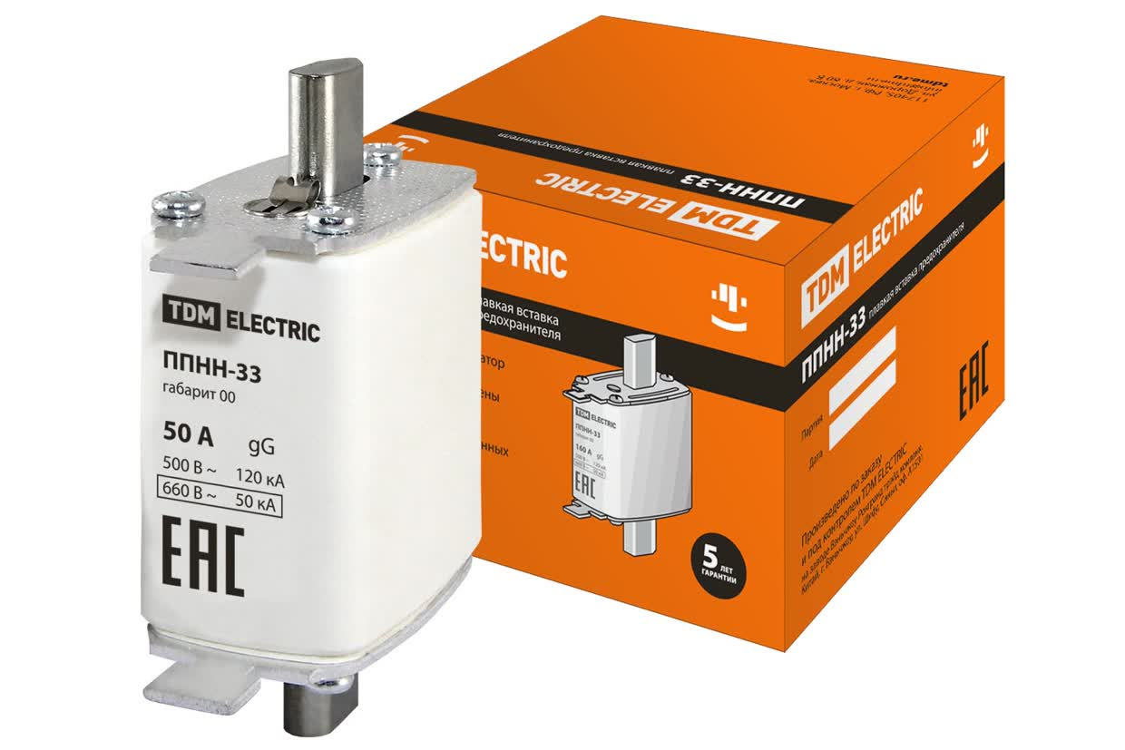Плавкая вставка предохранителя TDM ELECTRIC ППНН-33 габ.00, 50А {SQ0713-0005} 1 шт