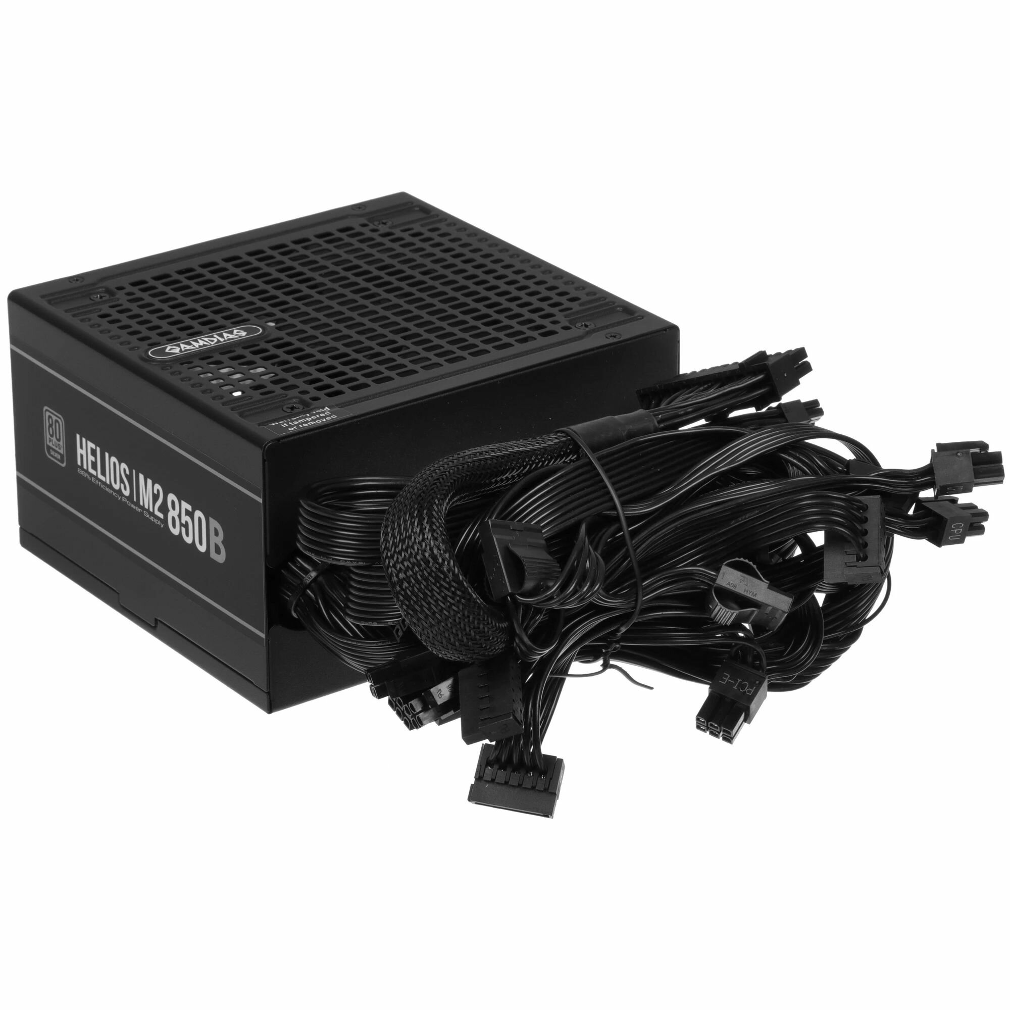 Блок питания GAMDIAS HELIOS M2-850B 80 Plus Silver (16220-04900-10000-G) черный - ATX 20+4 пин, 4 pin + 4 pin x2 CPU, 4 SATA, 2 x 6+2 pin, 12vhpwr (12+4pin) PCI-E