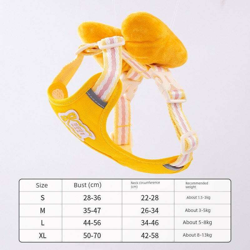 Одиночный хомут-поводок для кошек 1,5 м, Солнечный желтый, размер S (3-6 фунтов)