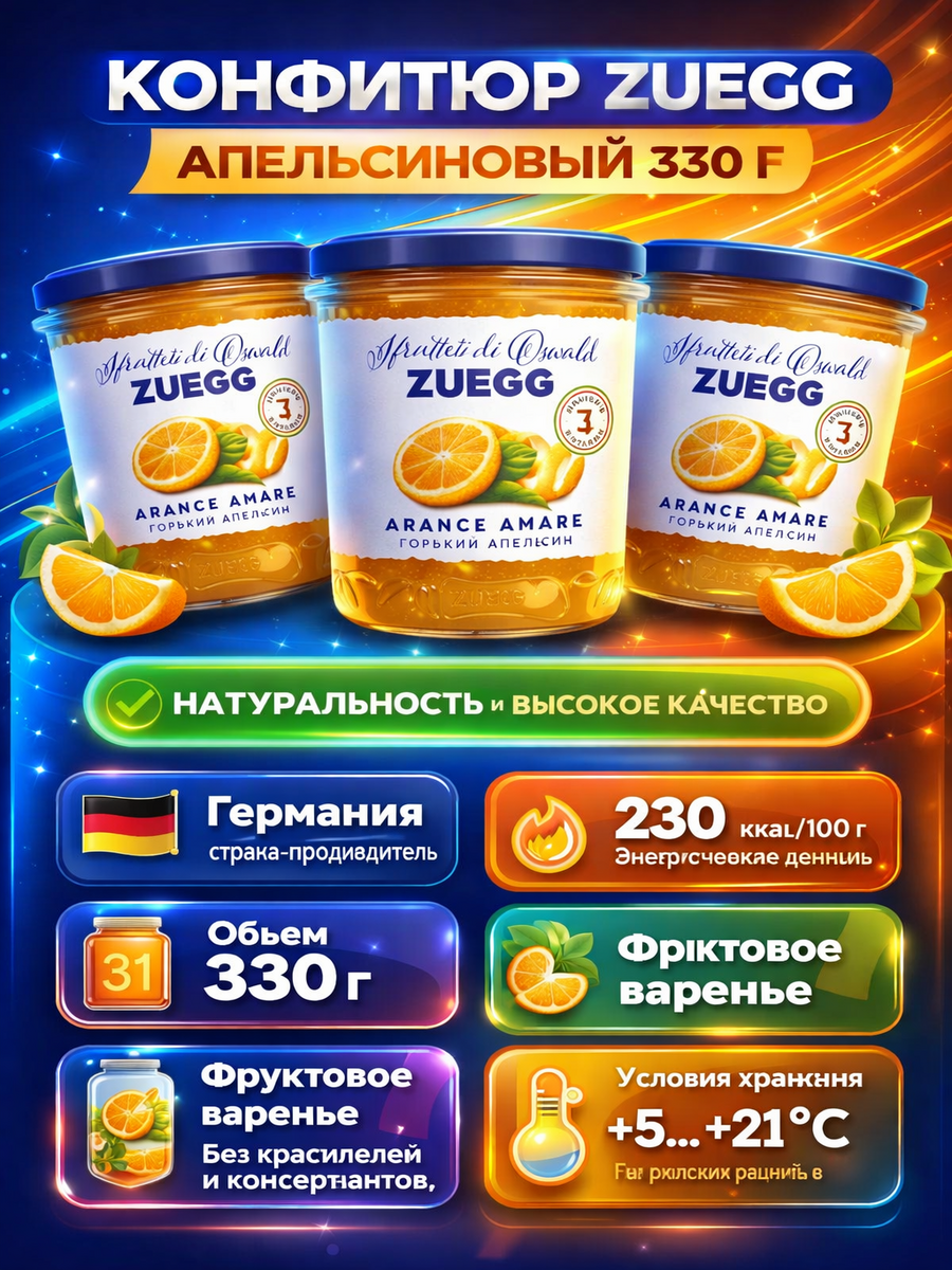 Конфитюр Zuegg апельсиновый 320 г x 3 упаковки