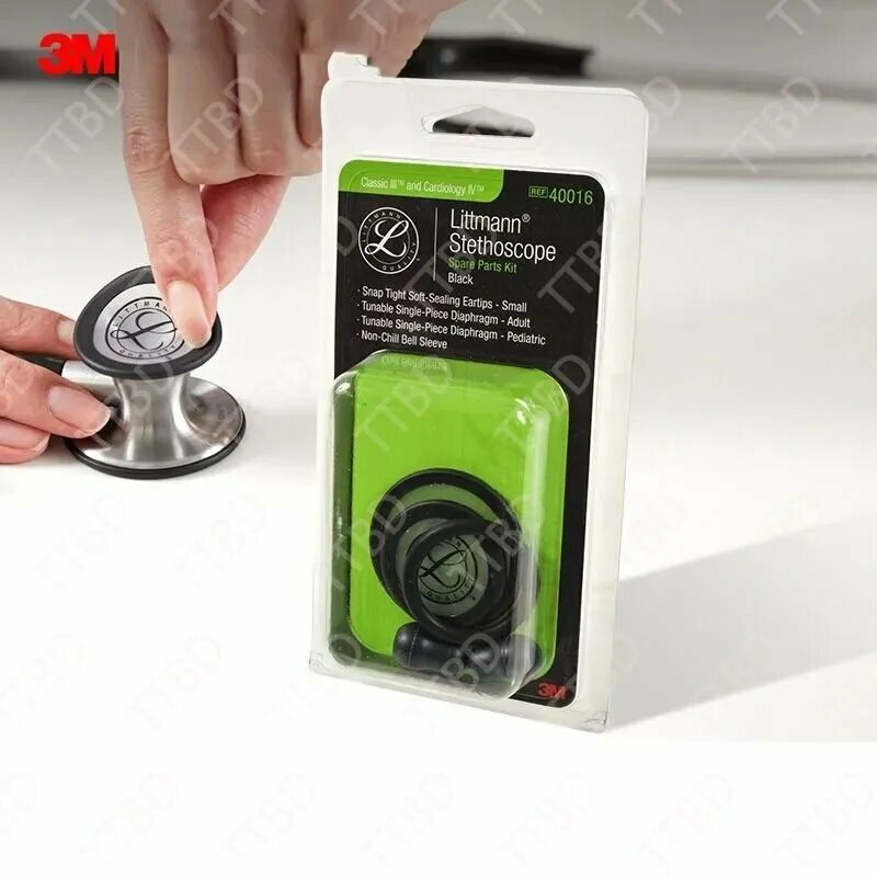 Комплект запасных частей для стетоскопа Littmann, 40016, для Classic III, Cardiology IV, черный