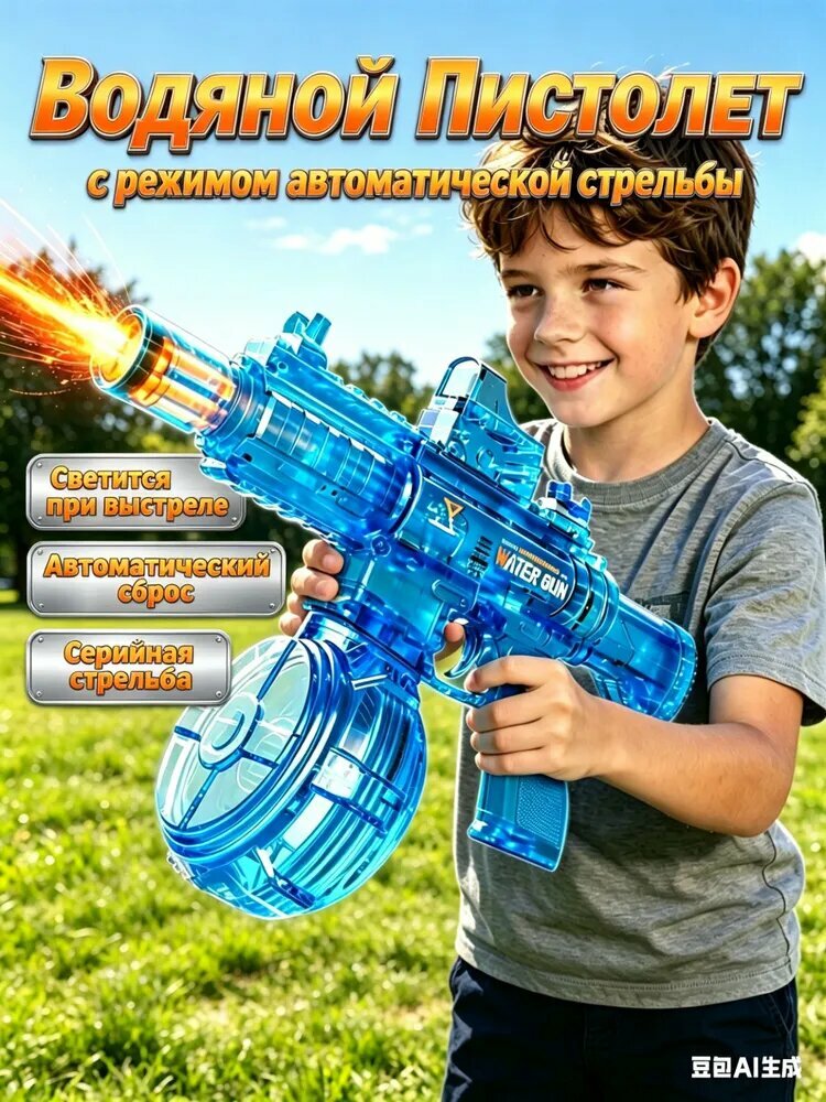 Электрический ультразвуковой водяной пистолет, автоматическое управление, от батареи, дальность действия до 10 метров, резервуар для воды 500 мл, черный.