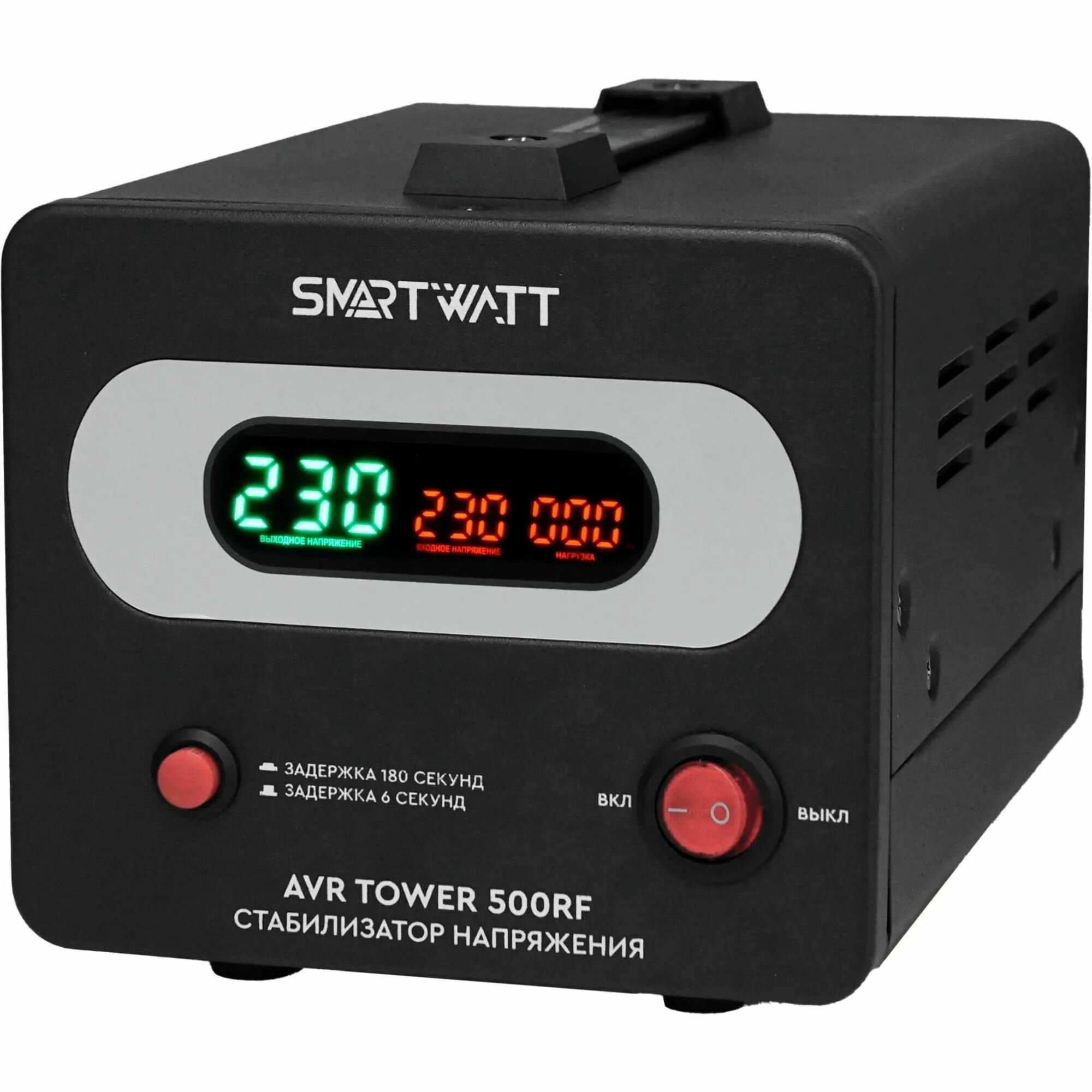 Напольный стабилизатор напряжения SMARTWATT AVR TOWER 500RF (140W - 260W, 500VA, 0.5 кВт, 50-60 Гц, розеток - 1, LED-дис