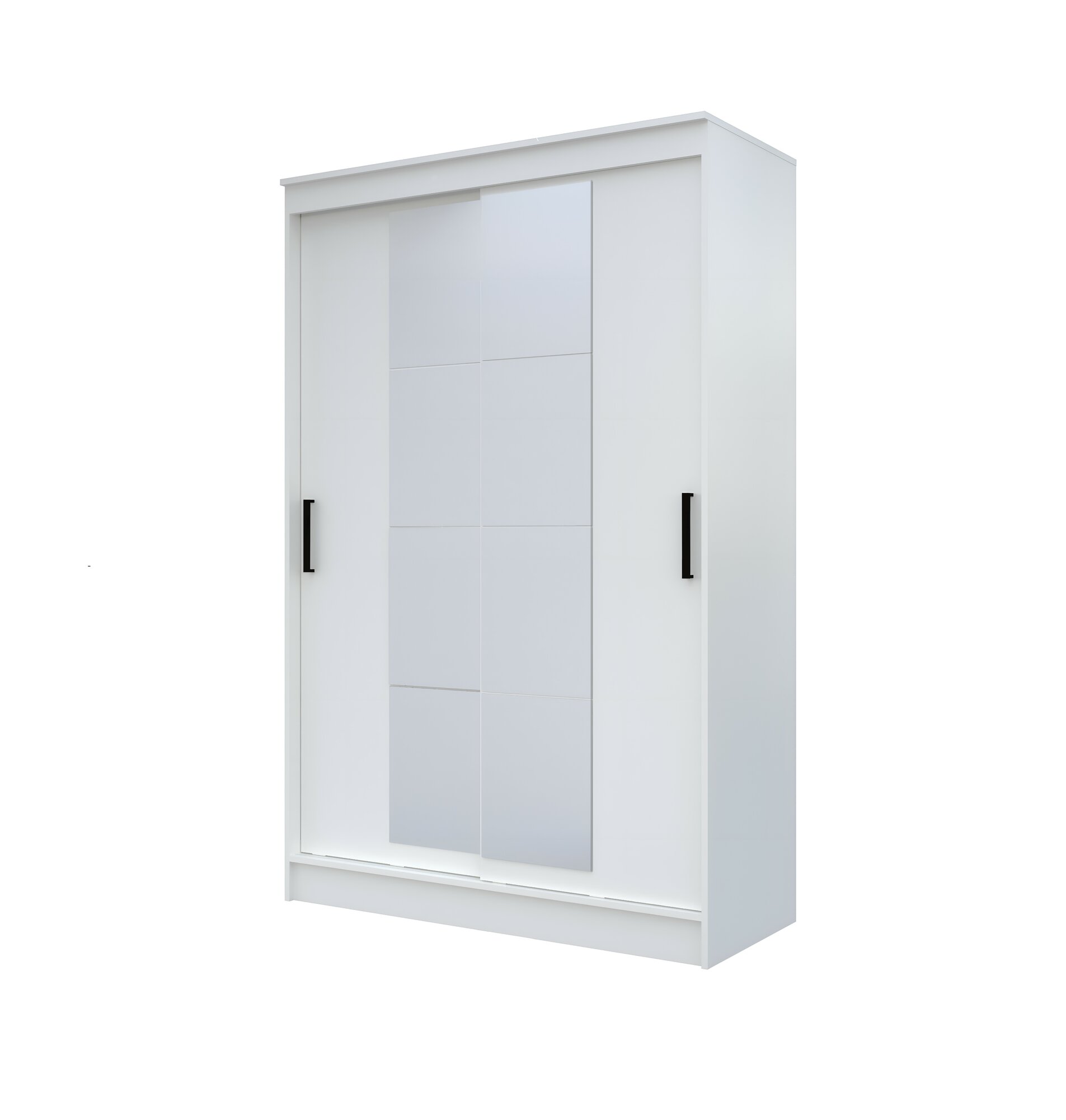 Шкаф-купе для одежды Элегант 7, 126x59x200 см, с зеркалом, белый / белый гладкий