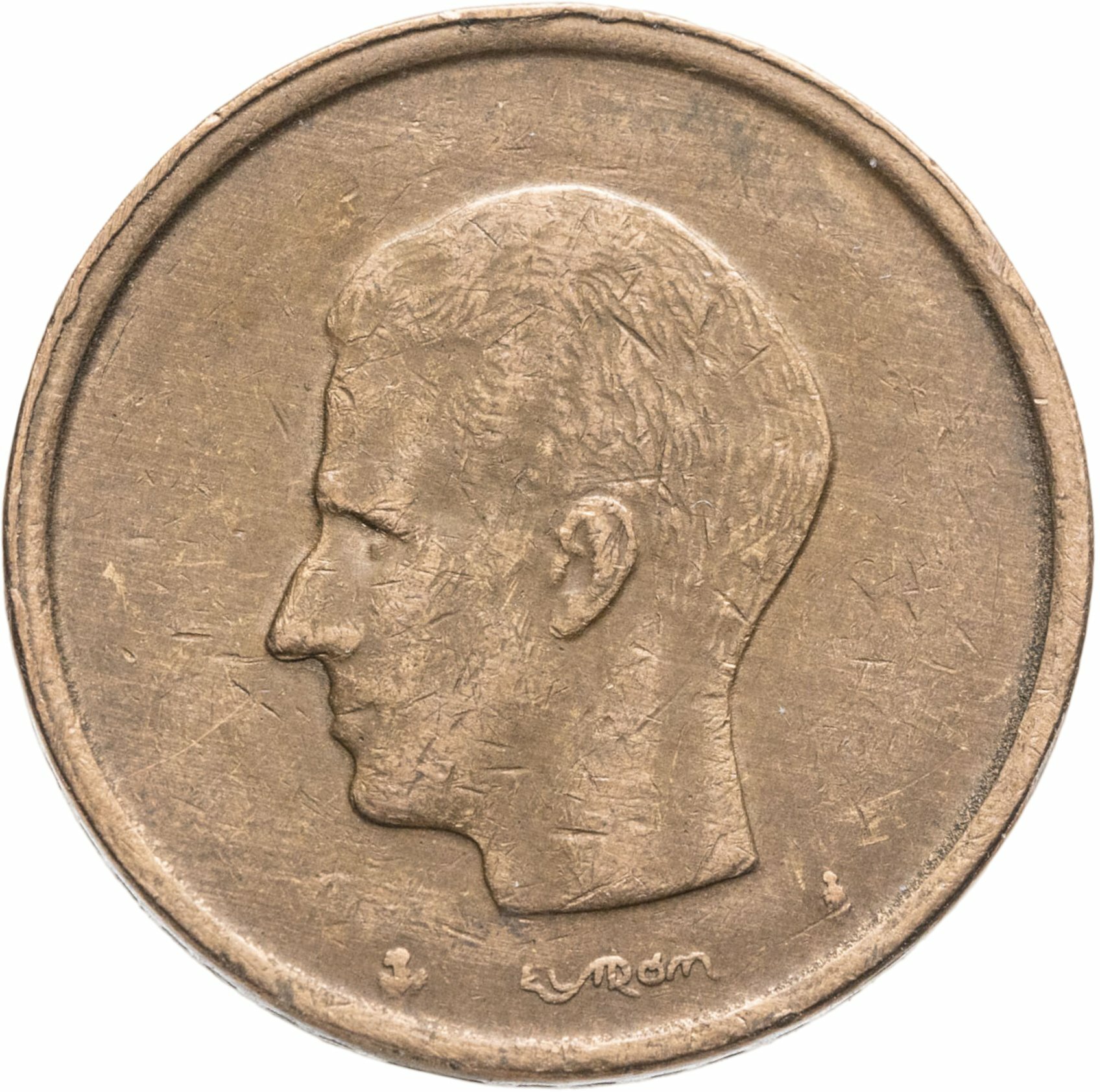 Бельгия 20 франков francs 1982 Надпись на голландском - 'BELGIE', Бронза, в сохранности VF