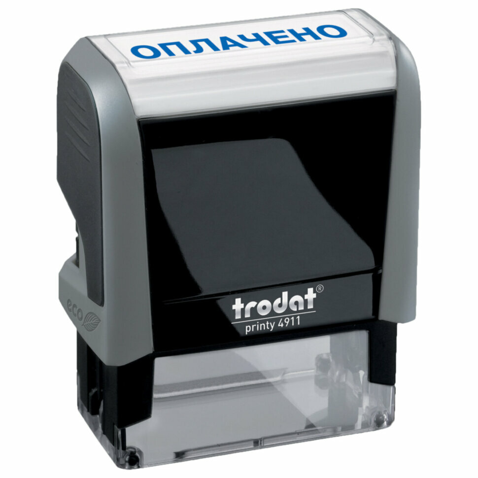 Штамп стандартный "оплачено", оттиск 38х14 мм, синий, TRODAT 4911P4-1.2, 53559, 235584