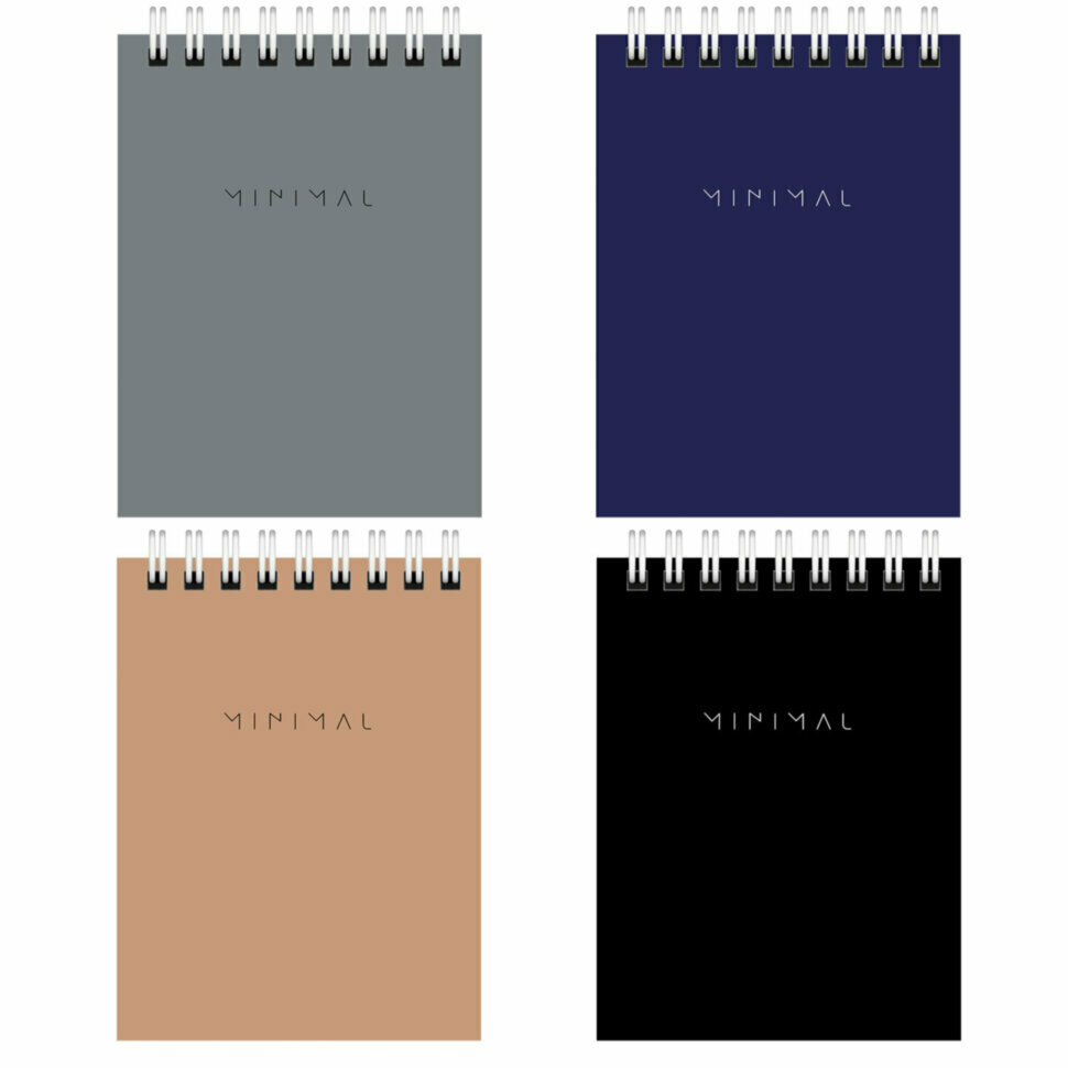 Блокнот малый формат А7 75х105 мм, 40 л, гребень, картон, клетка, BRAUBERG "Minimal Classic", 116430, 116430