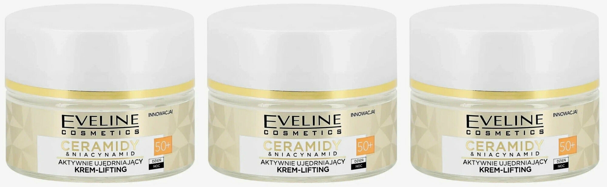 Крем-лифтинг для лица Eveline Ceramid, 50+, укрепляющий, 50 мл, 3 шт