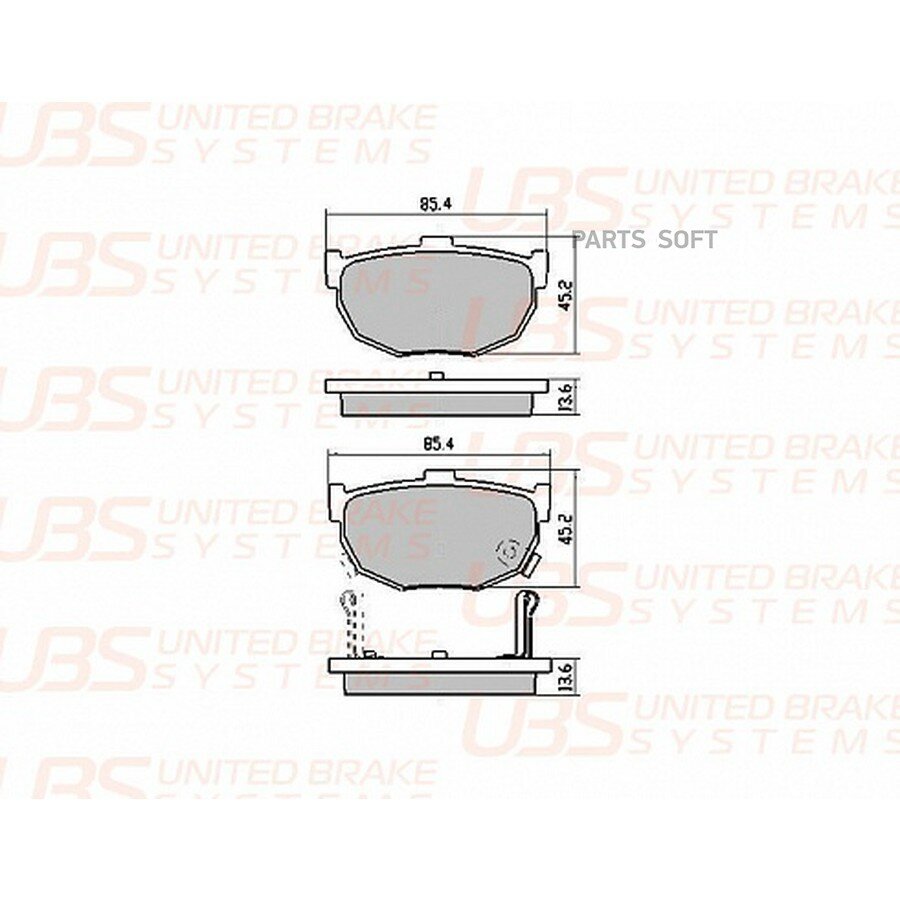 Тормозные колодки HYUNDAI ELANTRA 00-/COUPE 98-09/KIA CERATO 04-/09- задние от официального дистрибьютора, UBS, артикул B1103020