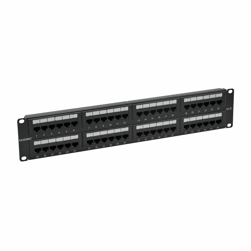 Патч-панель 19дюйм 2UCAT5E 48 портов RJ45 неэкранированная DKC RN5PPU242