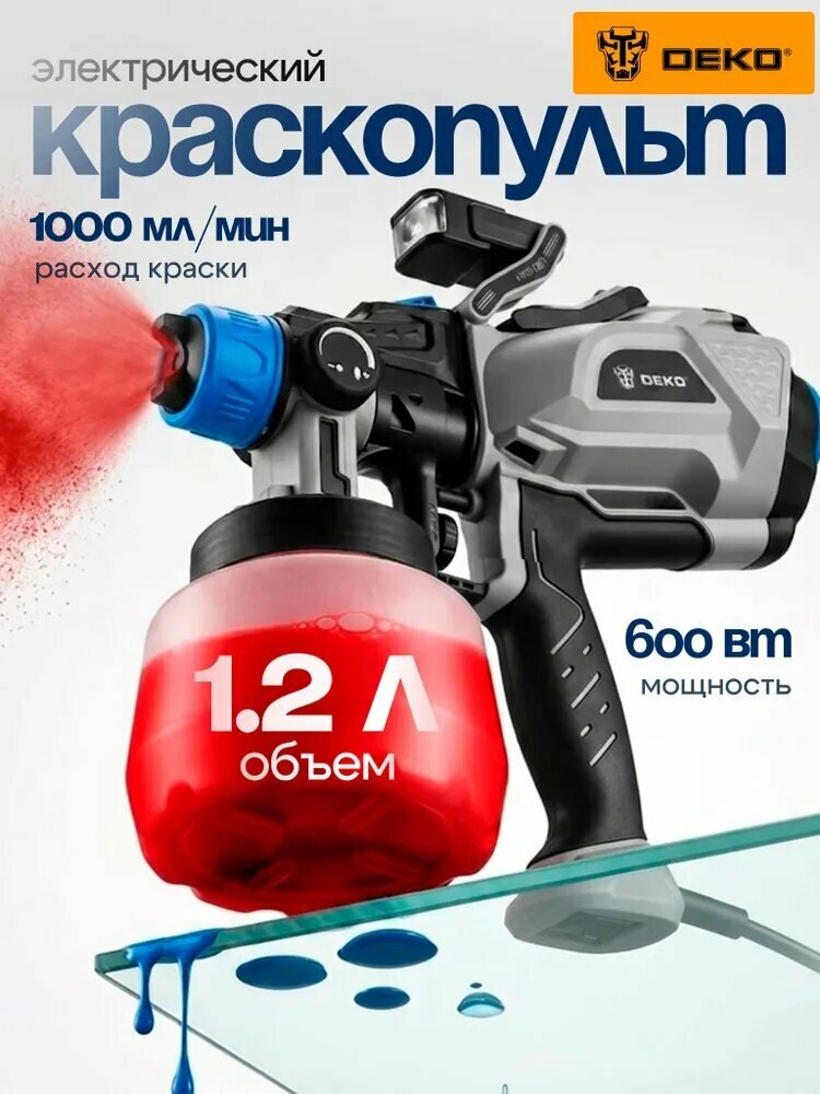 Краскопульт электрический DEKO SG600DR PRO, 1200мл, 600Вт