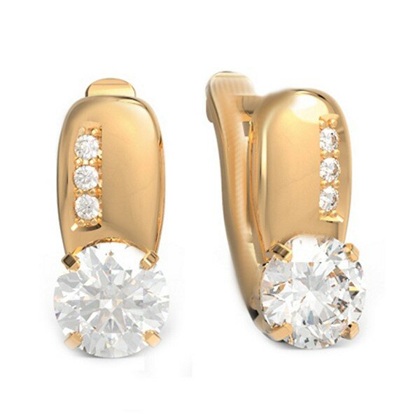 Серьги JEWELIN, красное золото, 585 проба, фианит