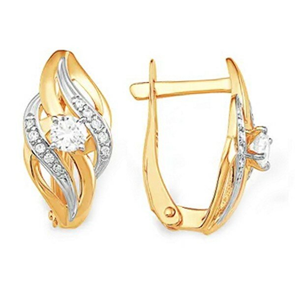 Серьги, красное золото, 585 проба, фианит