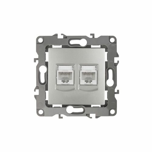 Розетка компьютерная 2-м Эра12 RJ45 12-3108-03 алюм. Эра Б0014731
