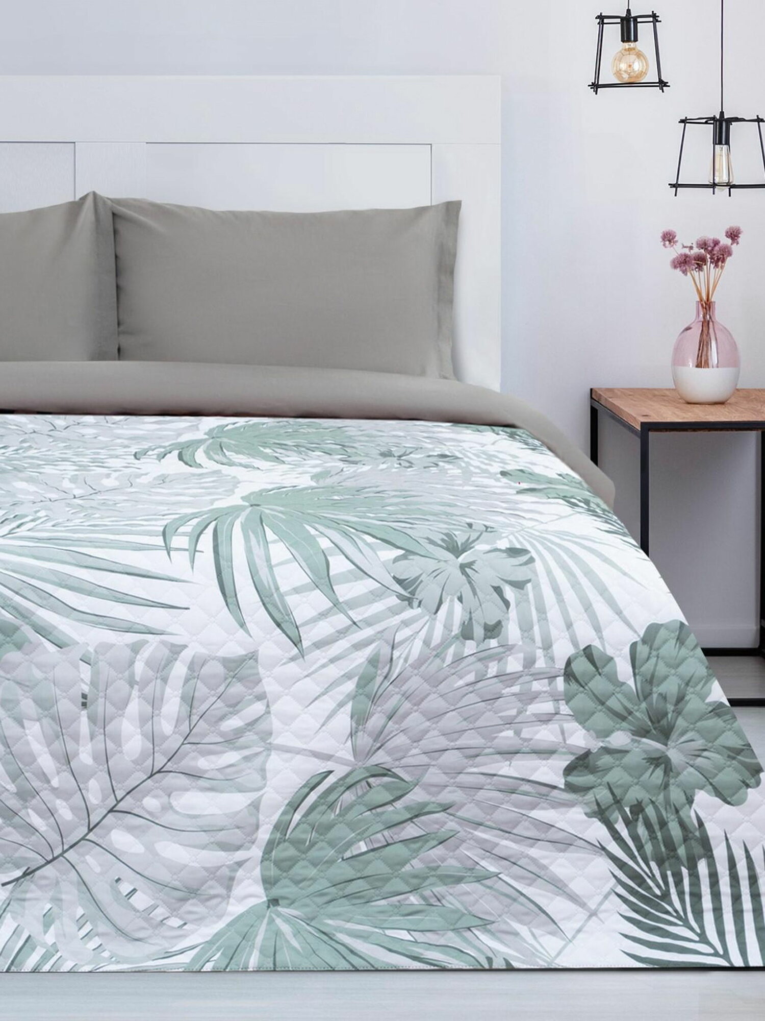 Покрывало 1.5-спальное Tropics, 145x210+-5 см, микрофибра, цвет: зелёный