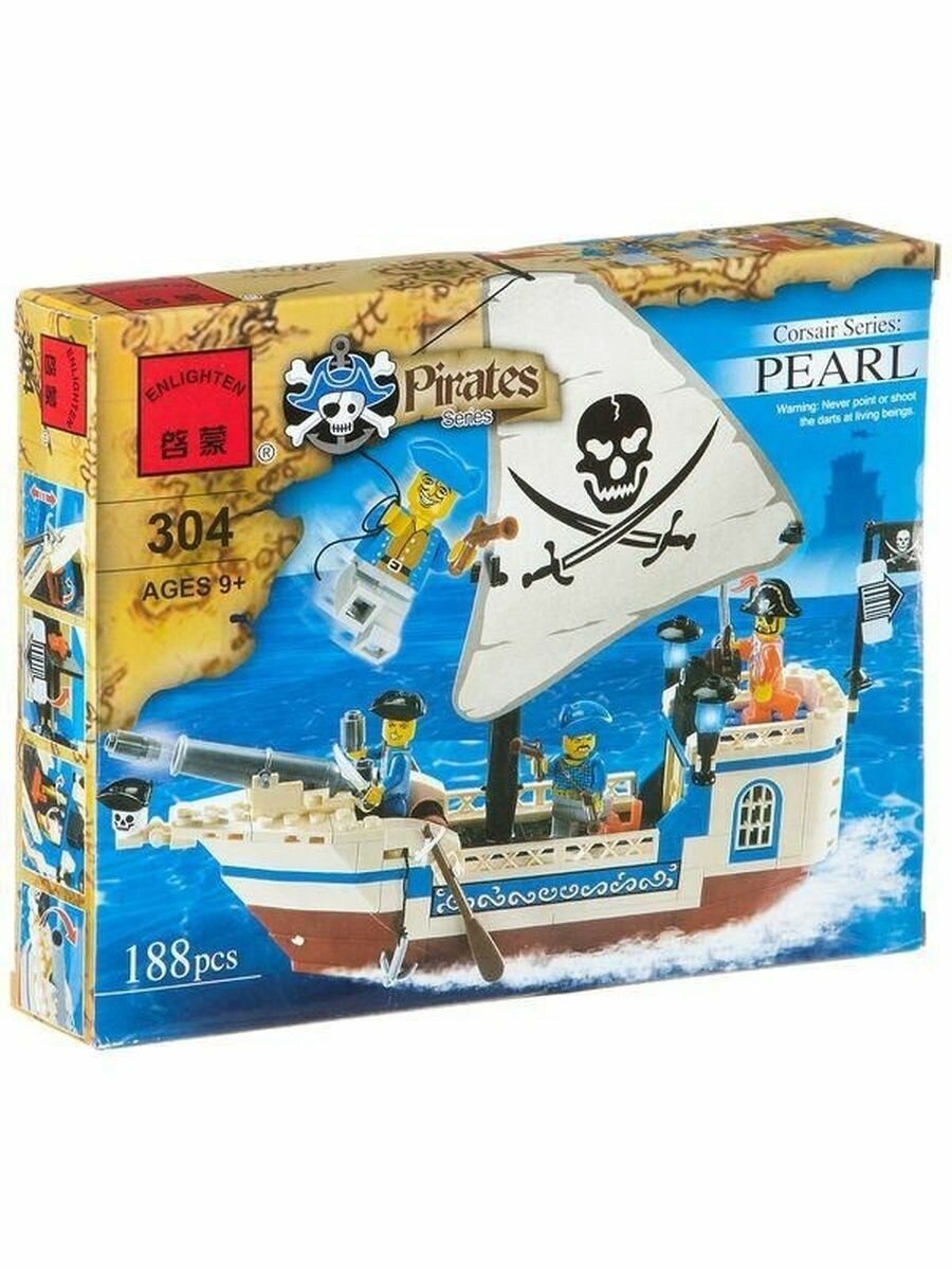 Конструктор Enlighten Brick 304 Пиратский корабль Жемчужина 188 деталей