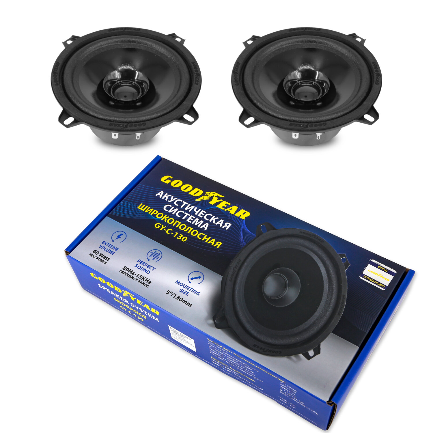 Акустика автомобильная Goodyear широкополосная GY-С-130 60Вт 13см 2шт (GY020005)
