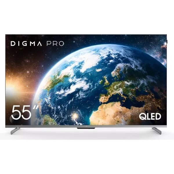 Телевизор QLED Digma Pro 55" QLED 55D Google TV Frameless черный графит/черный 4K Ultra HD 144Hz MEMC DVB-T DVB-T2 DVB-C DVB-S DVB-S2 USB WiFi Smart TV