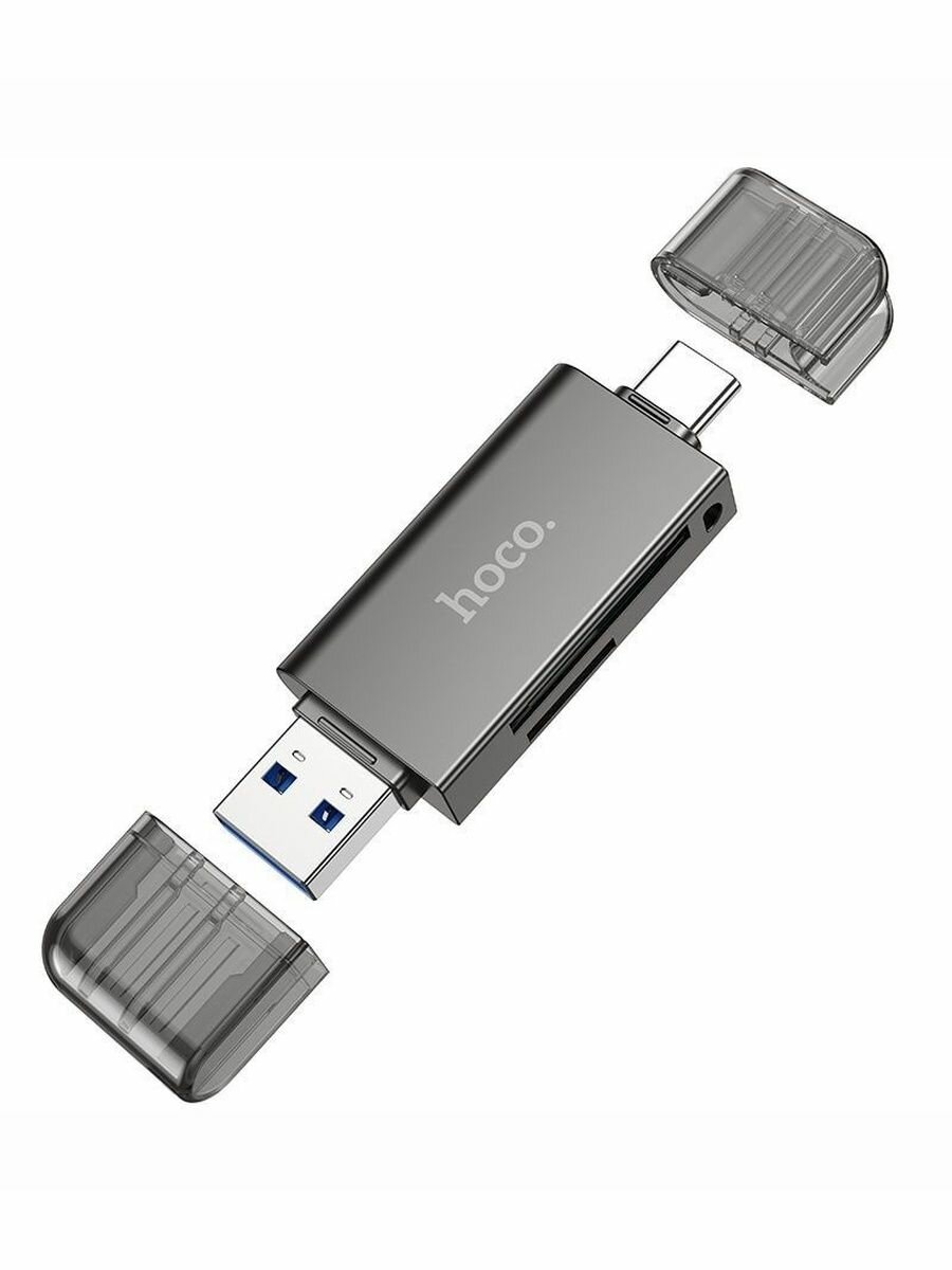 Картридер Type C 3.0 + USB 3.0 // MicroSD, SD, TF до 2Тб / Быстрый 5 Гбит/с OTG переходник для Macbook Pro Air, iPhone, Android