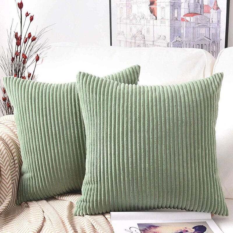 Чехол для подушки зеленый Bean Green, вельвет