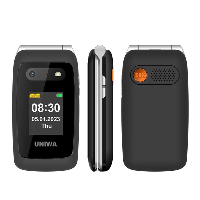 Раскладной телефон UNIWA V202T черный с русской клавиатурой