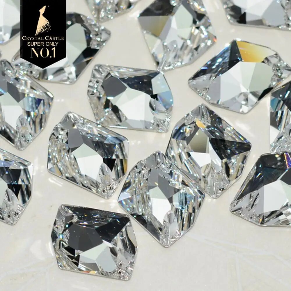 Стразы Crystal Castle белые без отверстий Clear Crystal White, Emerald14x20 48Pcs