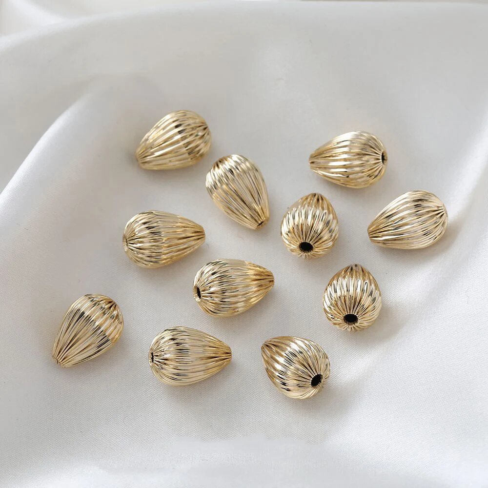 10 шт. позолоченные бусины "капля" Gold