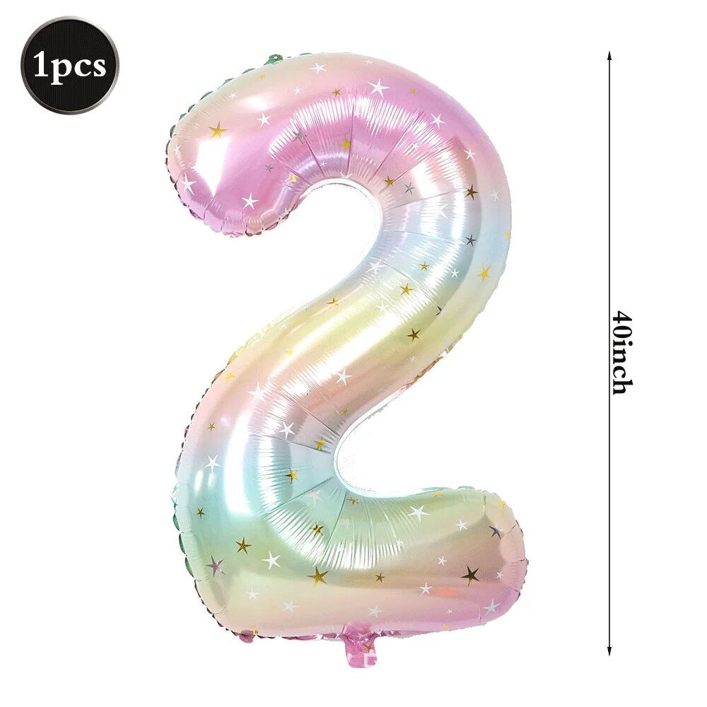 Воздушные шары с единорогом EsenTroye 1pc Number 2 Balloon