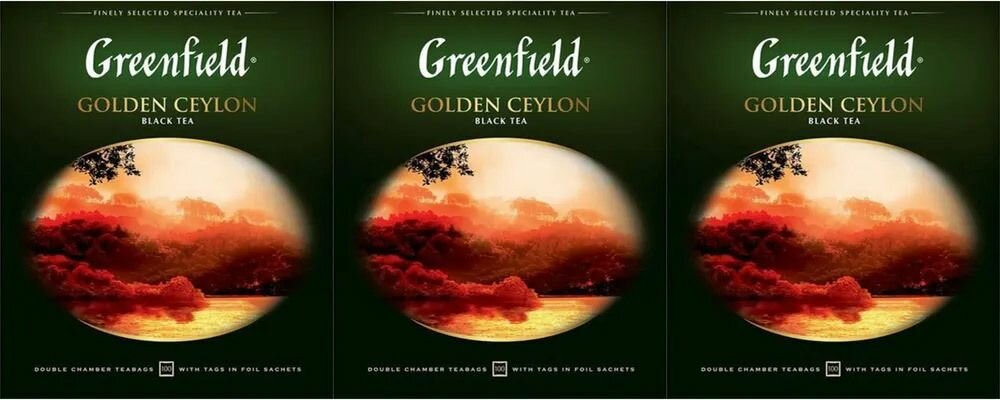 Набор чая Greenfield Golden Ceylon 3 шт х 100 пакетиков