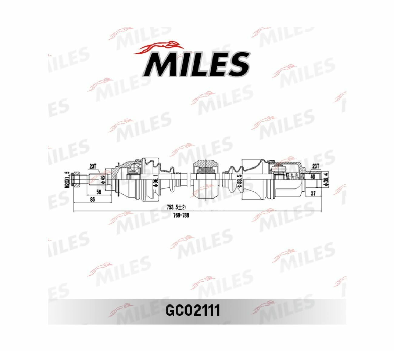 Привод в сборе RENAULT LOGAN MCV/LADA LARGUS правый GC02111, MILES GC02111