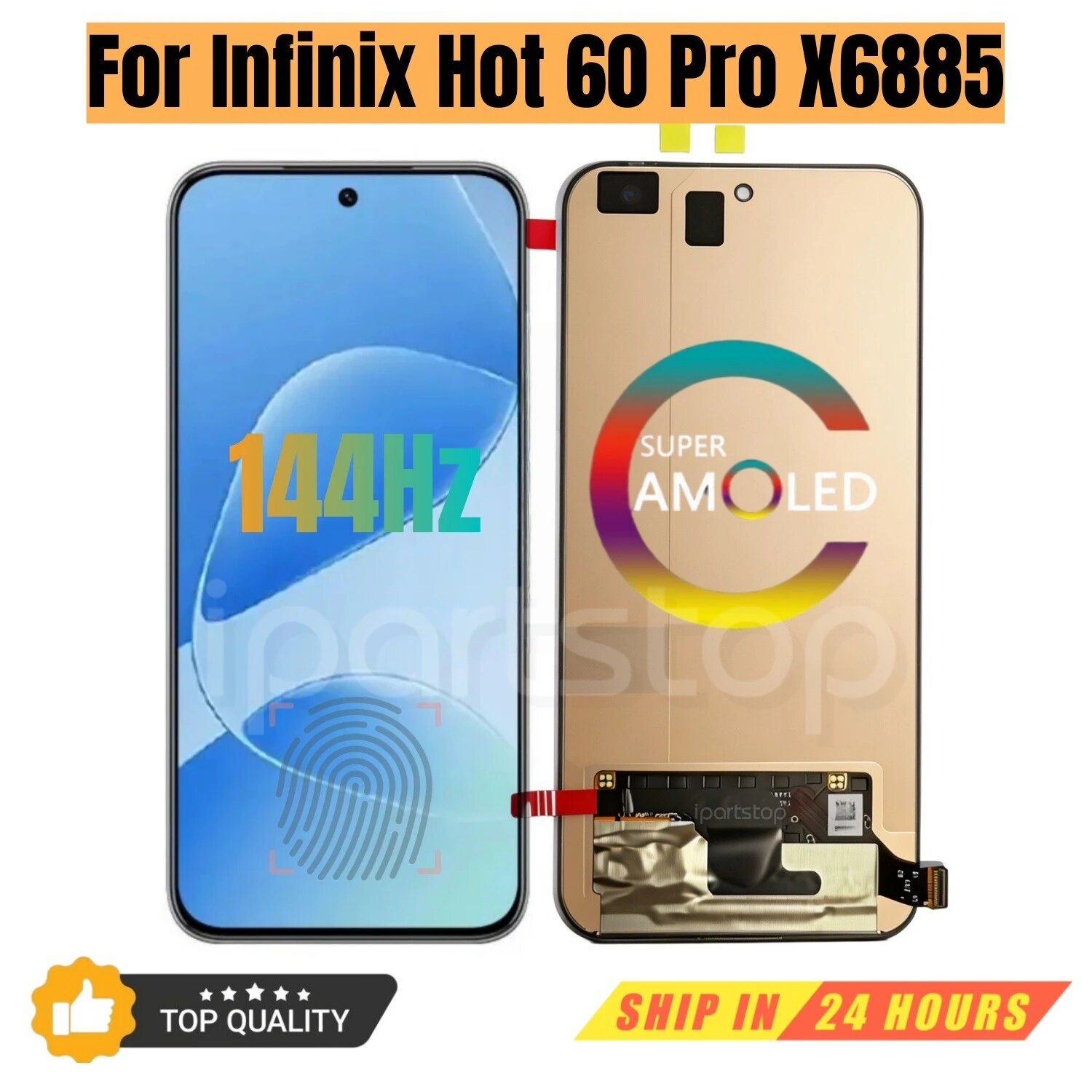 Новый дисплей iParts для Infinix Hot 60 Pro X6885, 144 Гц AMOLED сенсорный экран-дигитайзер в сборе с рамкой, OEM