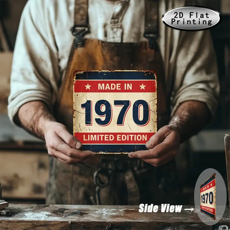 Винтажная металлическая табличка "MADE IN 1970" в стиле ретро, алюминиевый настенный декор для бара, гаража, мужской комнаты.