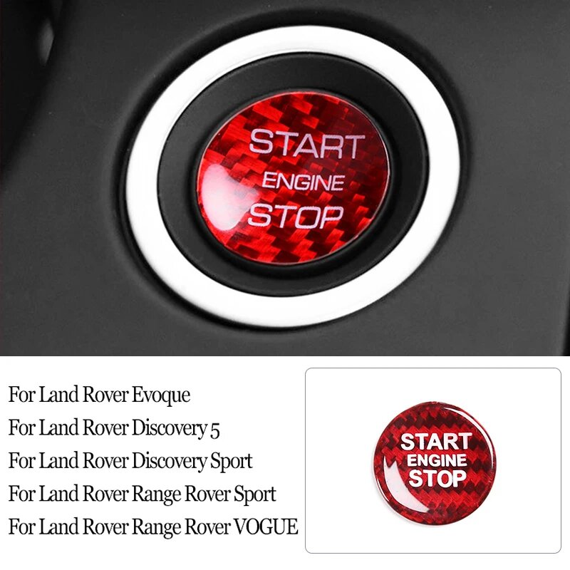 Кнопка Start/Stop двигателя Red Carbon fiber для Land Rover