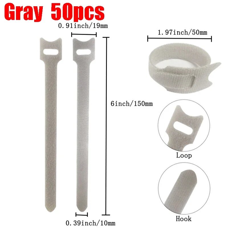 Набор из 100 нейлоновых органайзеров для кабелей RBZ-ZY089 Серый, C234-Gray 50pcs