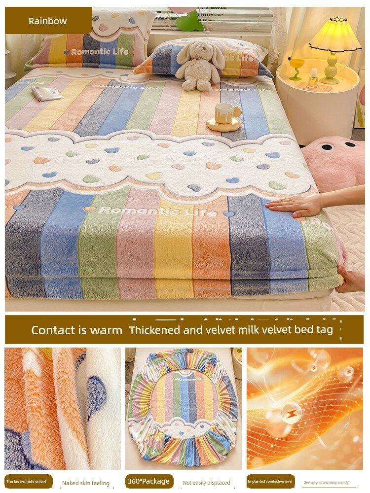 Зимняя простыня Yalu из молочного вельвета, цельная, утолщенная, из кораллового флиса, для односпальной кровати,
