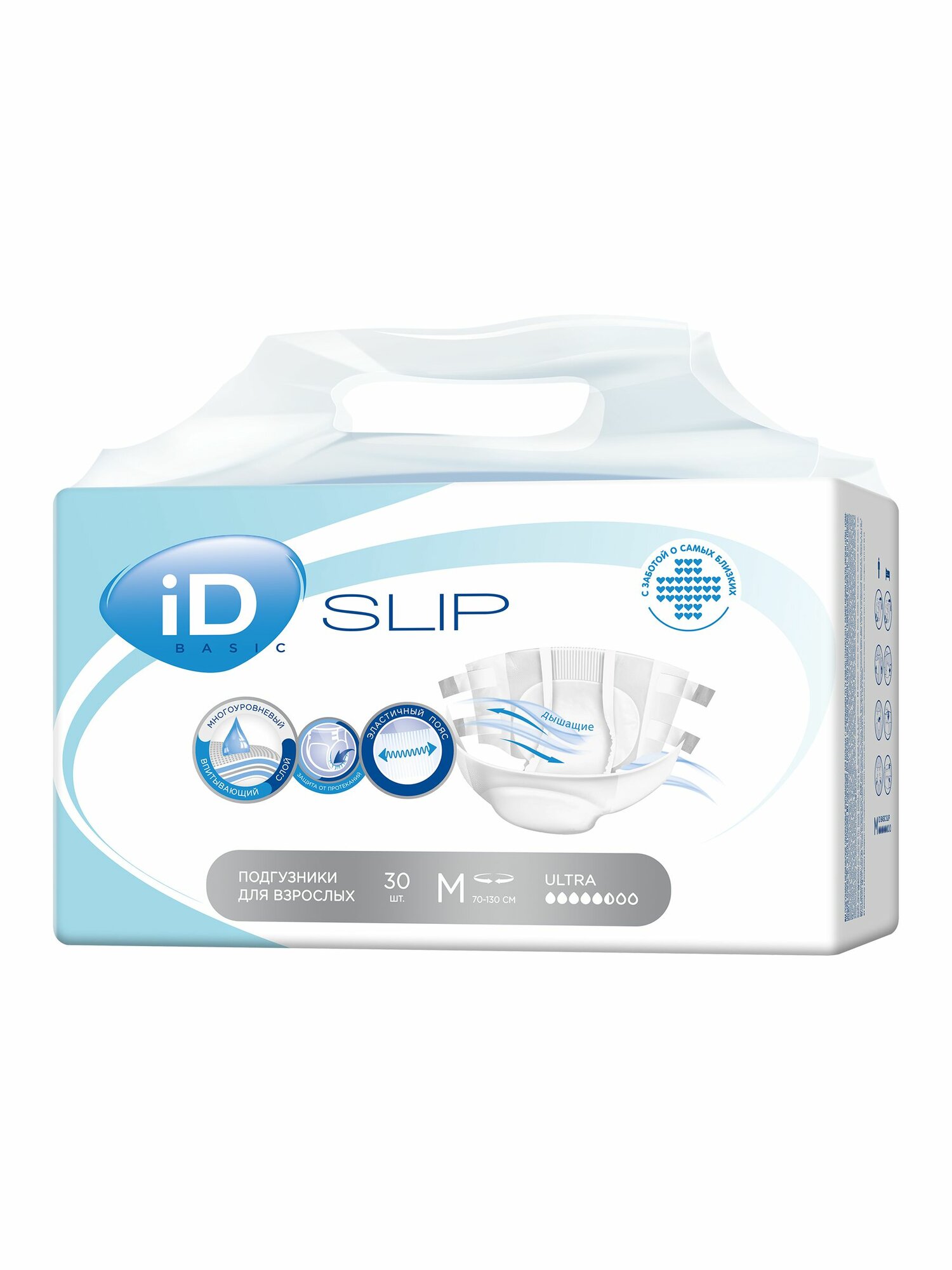 Подгузники для взрослых М размер iD Slip Basic для малоподвижных и лежачих людей при недержании - 30 шт