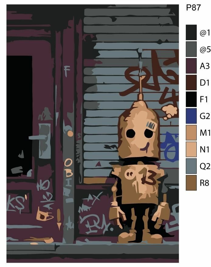 Детская картина по номерам P87 "Компьютерная игра Machinarium (Машинариум). Йозеф" 20x30