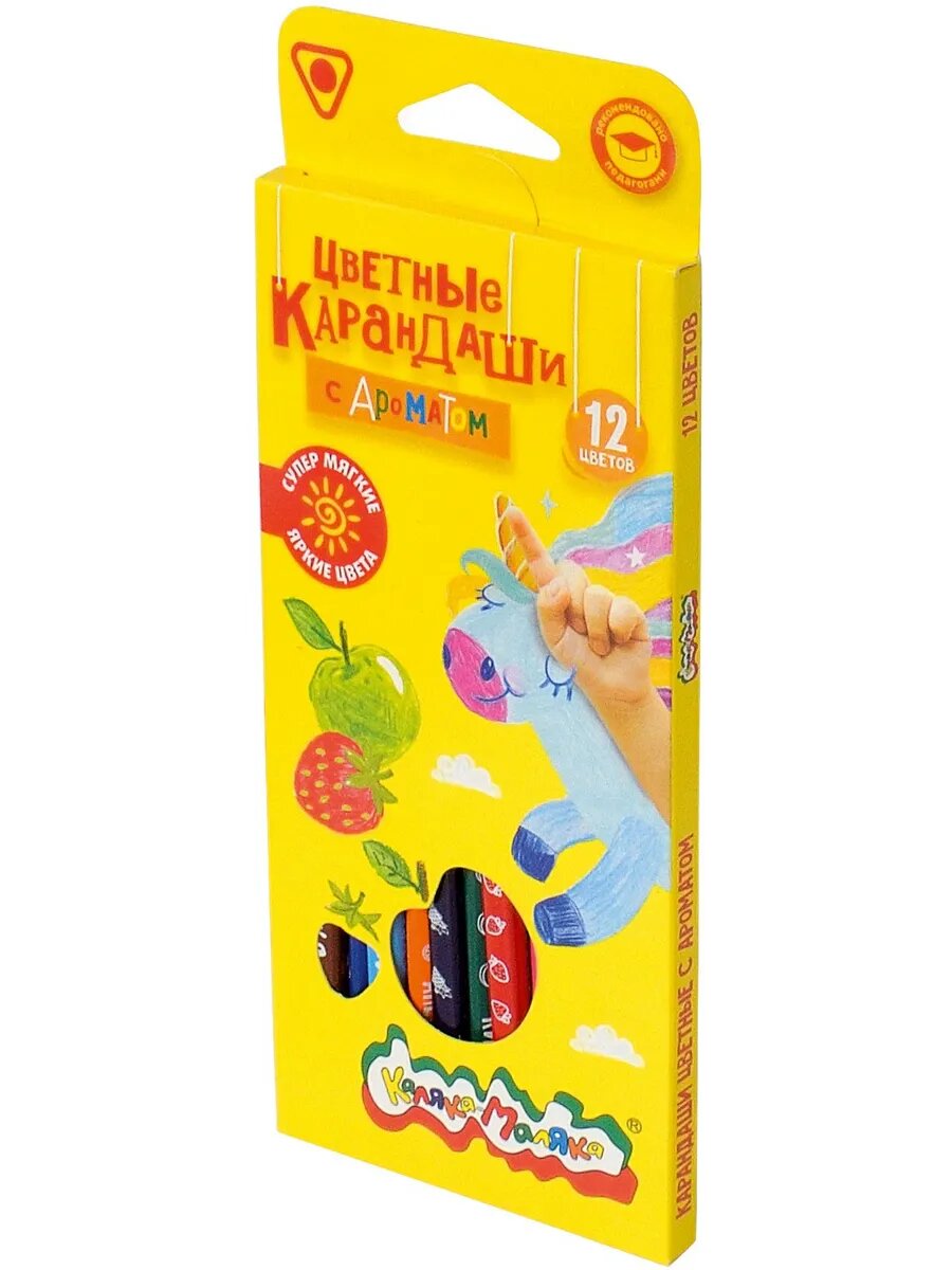 Карандаши цветные, трехгранные, с ароматом, 12 цветов