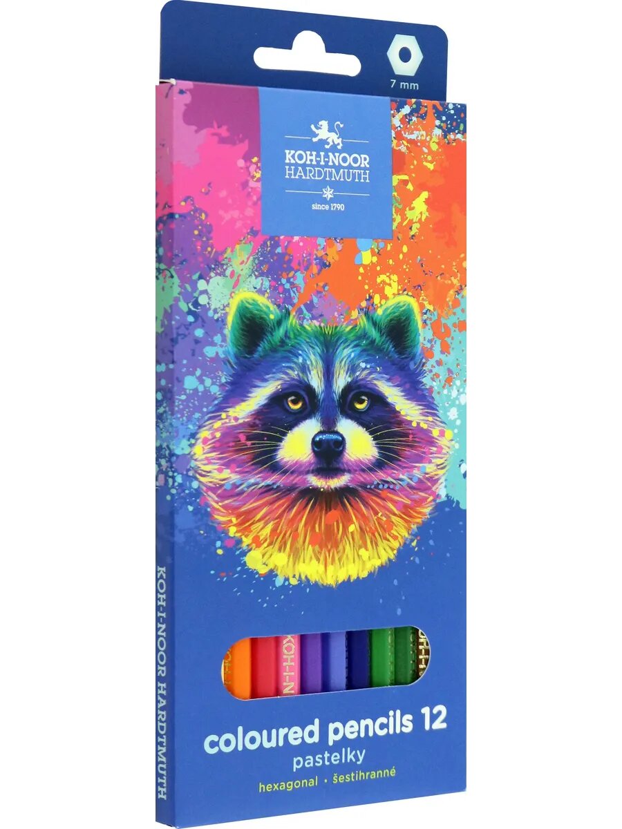 Карандаши цветные Racoon, 12 цветов